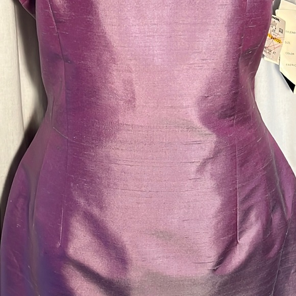 Spenser Jeremy | Dresses | Iced Violet Silkshantung Sheath Dressboat Neck Short Sleeve Side ...